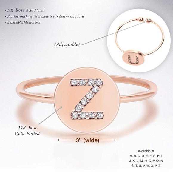 Jewelry | Z Ladies Dainty Rose Gold Name Initial Ring Nwt | Poshmark